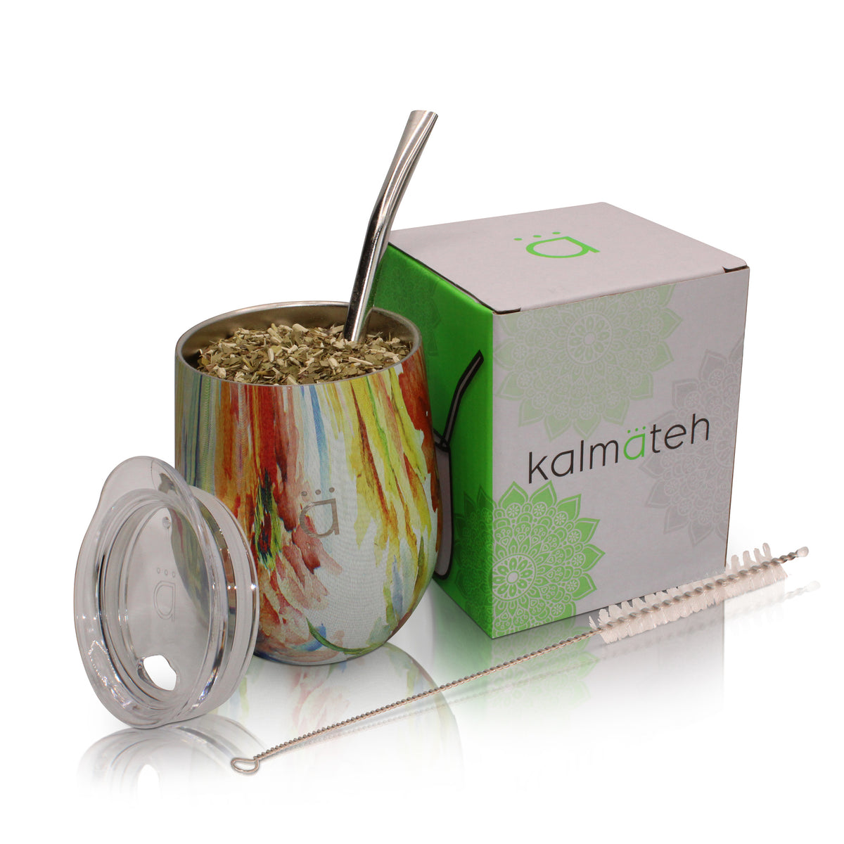 Kalmateh Yerba Mate Kit: Mate Gourd, Bombilla Straw, Insulated Thermos ...